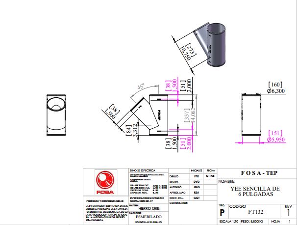 TUBERÍA Y CONEXIÓN SANITARIA Fo.Fo :: fosa